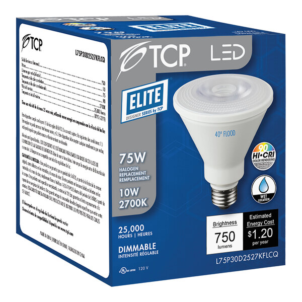 TCP PAR L75P30D2527KFLCQ 10W Dimmable LED High CRI Lamp, 750 Lumens ...