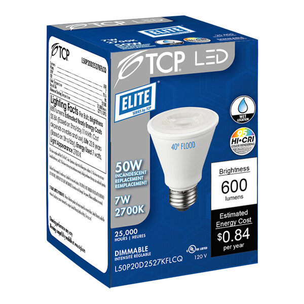 TCP PAR L50P20D2527KFLCQ 7W Dimmable LED High CRI Lamp, 550 Lumens ...
