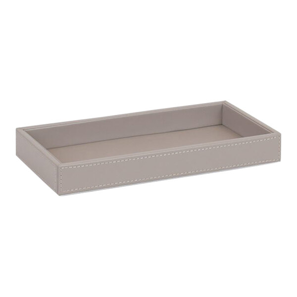 room360 London 10 1/4" x 5" Stone Faux Leather Amenity Tray - 6/Case