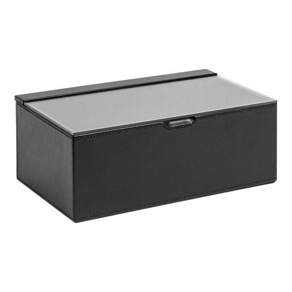 room360 London 9 1/2" Black Faux Leather Storage Box with Clear Top ...