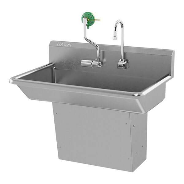 Haws 7661 30" x 20" Wall-Mount Hand Sink with Axion Eye Wash Station