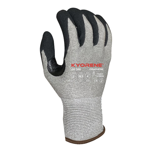 Armor Guys Kyorene 00-300-L Gray 13 Gauge A3 Graphene Gloves with Black ...
