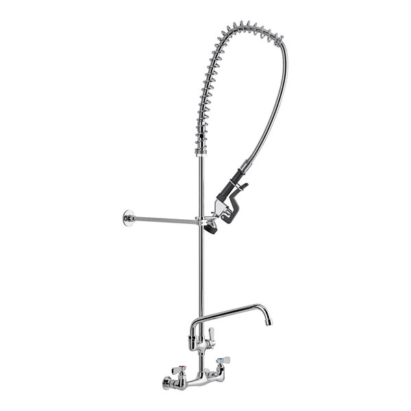 Wall-Mounted Pre-Rinse Faucet with 8" Centers and 12" Add-On Faucet