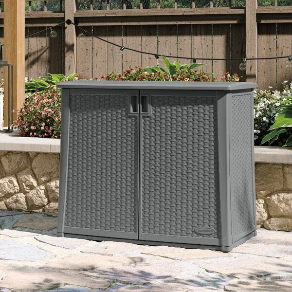 Suncast 97 Gallon Cool Gray Outdoor Patio Storage Cabinet BMOC4100CG