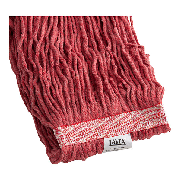 Lavex Pro 16 oz. #24 Red Rayon Blend Looped End Mop Head with 1" Headband