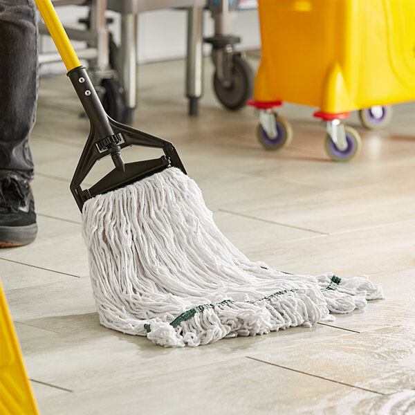 Lavex Pro 24 oz. #32 White Rayon Blend Looped End Mop Head with 1 ...