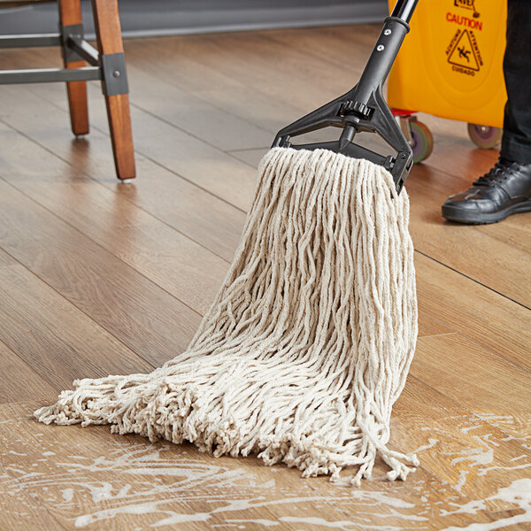 Lavex 32 oz. Natural Cotton Cut-End Mop Head with 1" Headband - 12/Case