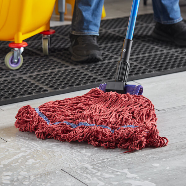 Lavex Pro 32 oz. Red Rayon Blend Looped End Mop Head with 5" Headband ...