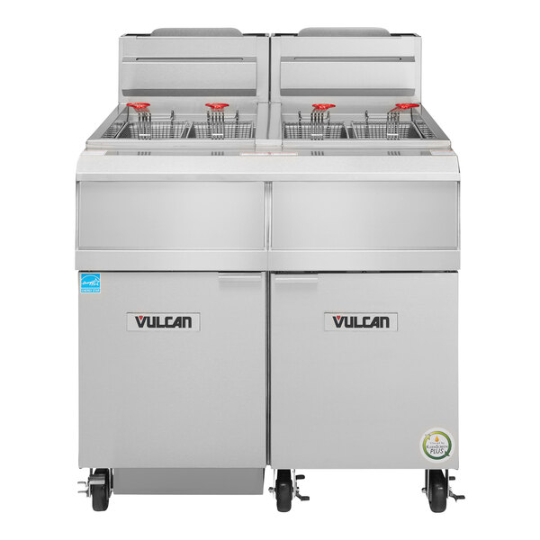 Vulcan 2VHG75AF-NAT QuickFry Series 150 lb. Natural Gas 2 Unit Floor ...