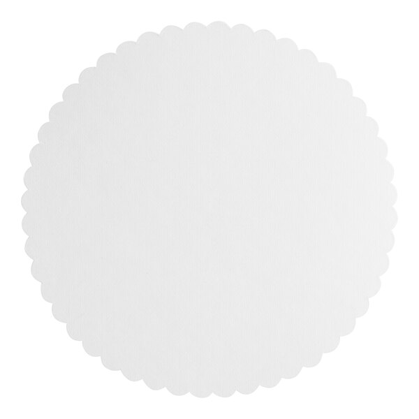 Hoffmaster 4" Round White Scalloped Budgetboard Coaster - 1000/Case
