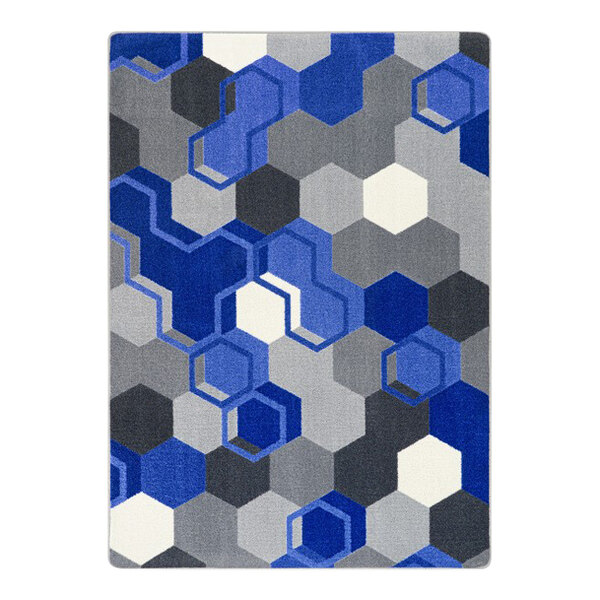 Joy Carpets Kid Essentials Team Up 5' 4" x 7' 8" Blue Rectangle Area Rug