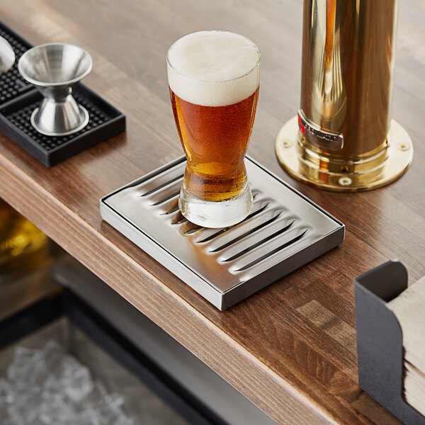 Regency 7 1/2" x 6" Stainless Steel Surface-Mount Beer Drip Tray