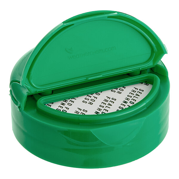 53/485 Green Dual-Flapper Induction-Lined Spice Lid with 3 Holes - 100/Pack