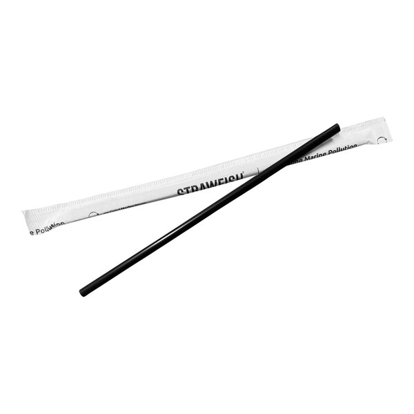 StrawFish 7 3/4" Black Wrapped Jumbo Straw - 5000/Case