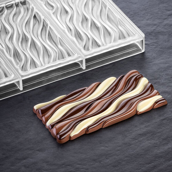 Pavoni 3 Compartment Polycarbonate Fluid Vallee Chocolate Bar Mold ...