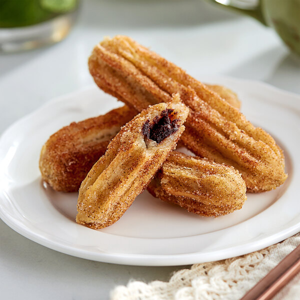 White Toque 4 1/4" Chocolate Hazelnut Filled Churros 4 lb. - 4/Case