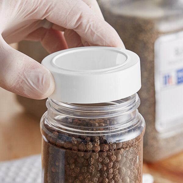 63/485 White Polypropylene Spice Cap with Foam Liner - 100/Pack