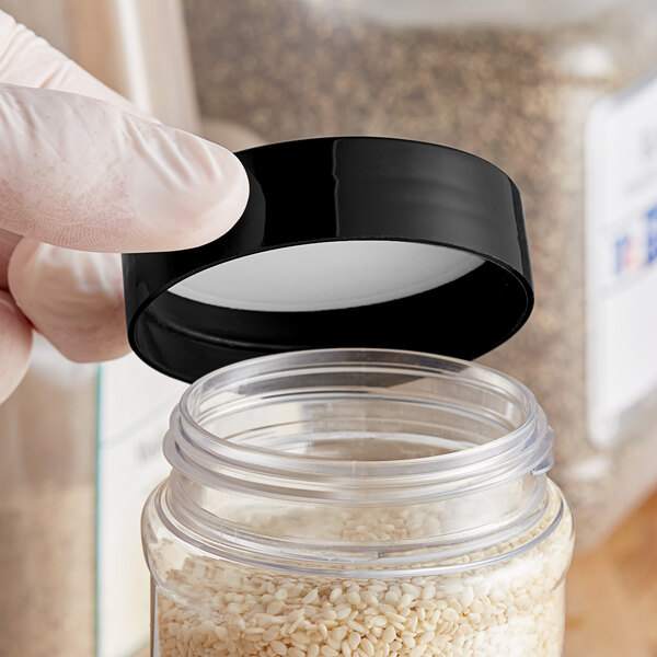 63/485 Black Polypropylene Spice Cap with Foam Liner - 100/Pack