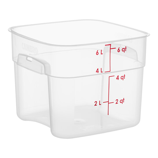 Cambro CamSquares® FreshPro 6 Qt. Translucent Square Polypropylene Food ...