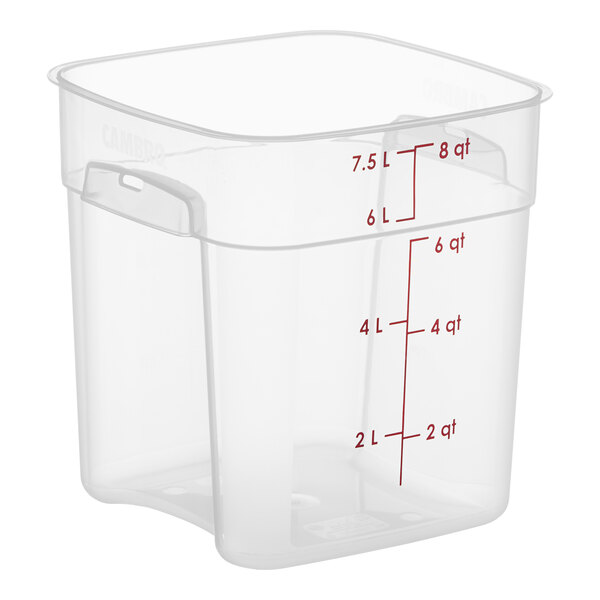 Cambro CamSquares® FreshPro 8 Qt. Translucent Square Polypropylene Food ...