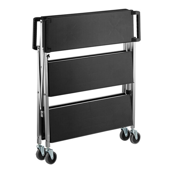 Lavex 36 5/8" x 20" x 36 5/8" Large Black 3-Shelf Folding Plastic ...