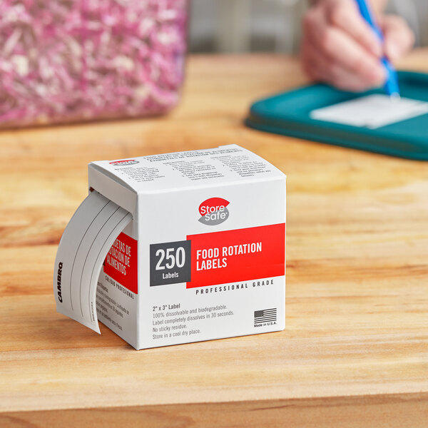 Cambro 23SLINB250 250 Count StoreSafe 3" x 2" Blank Dissolvable Product ...