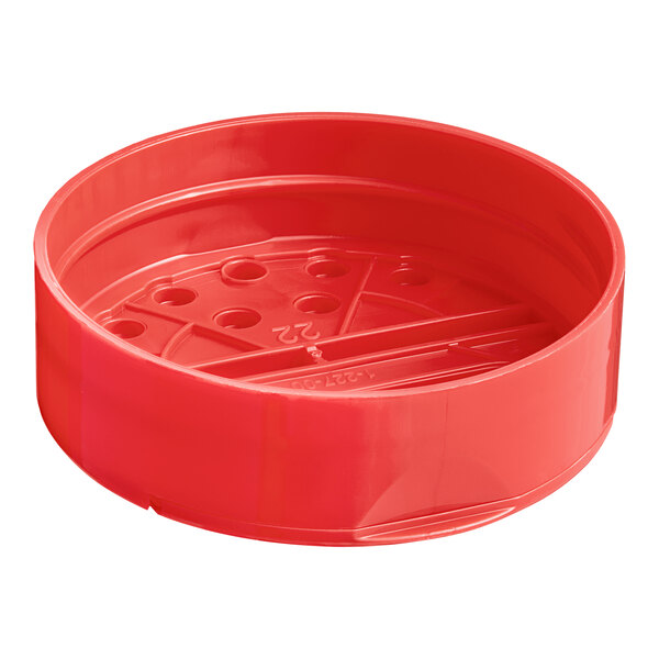 63/485 Red Dual Flapper Spice Lid with 7 Holes - 100/Pack