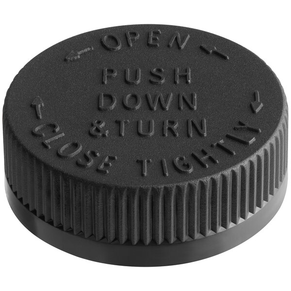 45/400 Black Child Resistant Cap with Foam Liner and Instruction Text ...