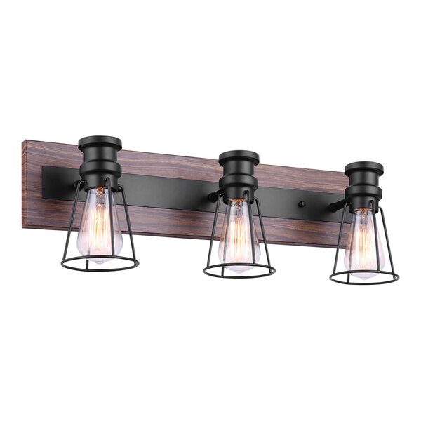 Canarm Blake Matte Black Faux Wood Vanity Light - 120V, 100W
