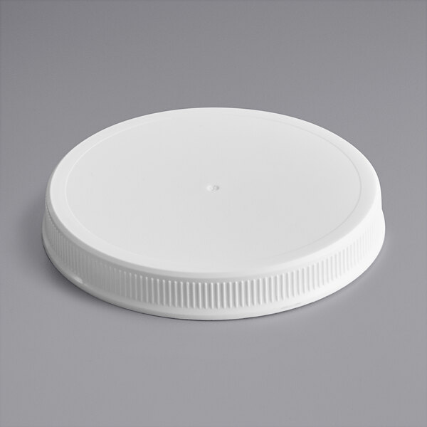 110/400 White Ribbed Plastic Cap with Foam Liner - 100/Pack