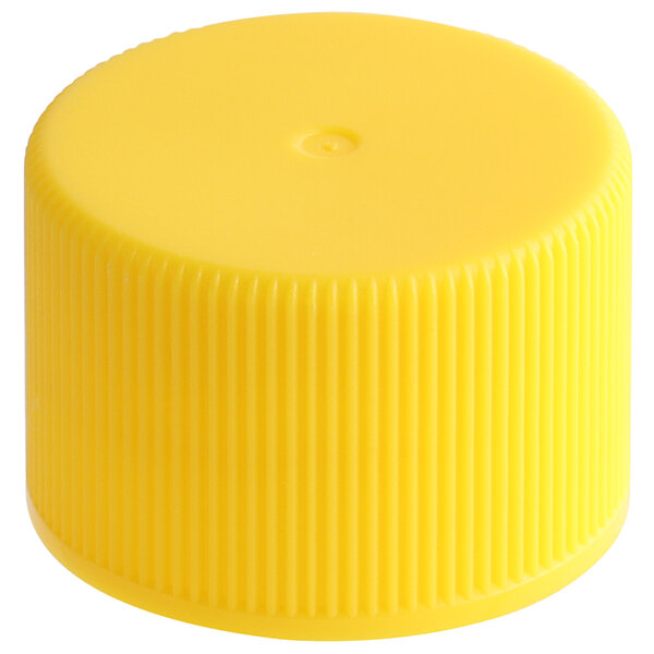 24/410 Yellow Ribbed Continuous Thread Cap with Pressure Sensitive ...