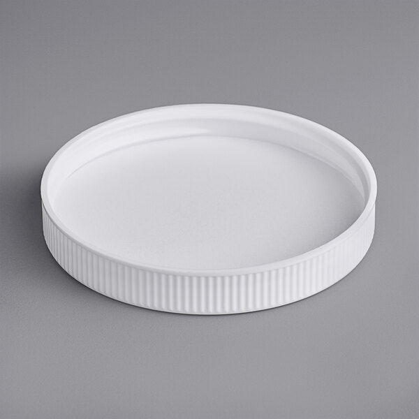70/400 White Ribbed Plastic Cap with Foam Liner - 100/Pack