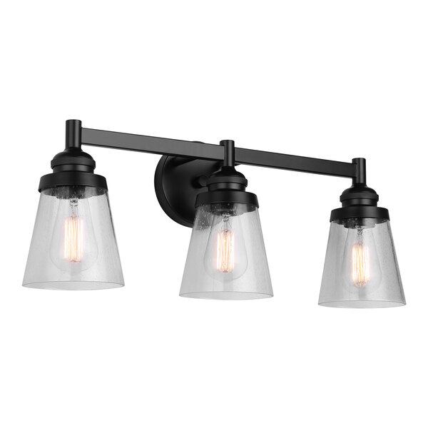 Canarm Declan Matte Black Vanity Light with Seeded Glass - 120V, 60W