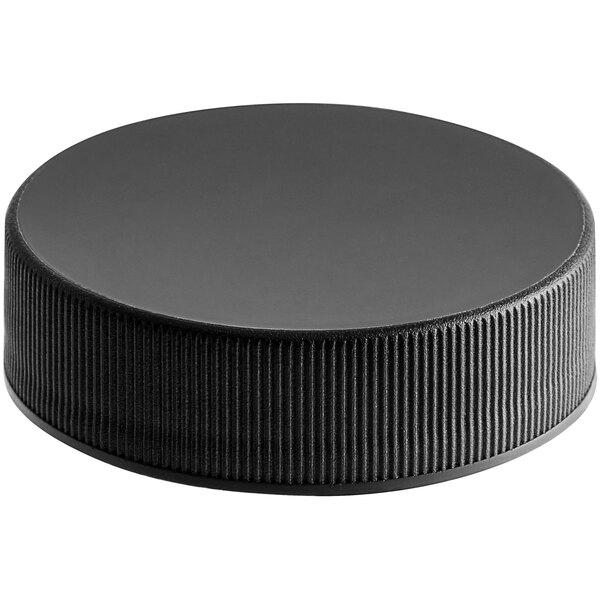 38/400 Black Ribbed Continuous Thread Cap with Pressure Sensitive Liner ...