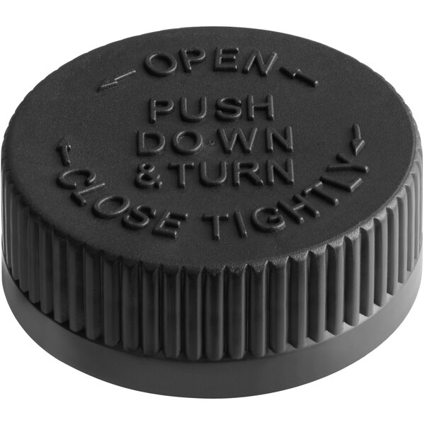 38/400 Black Child Resistant Cap with Foam Liner and Instruction Text ...