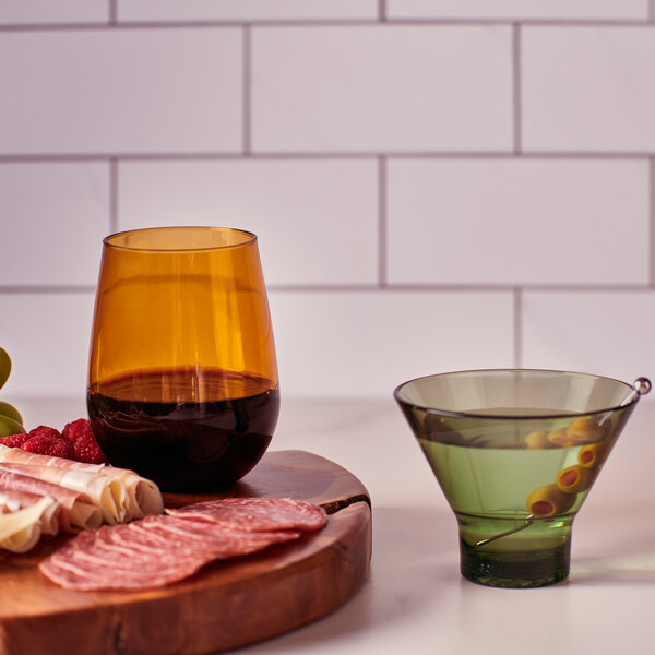 Tossware Reserve Go-To 16 oz. Amber Tritan™ Plastic Stemless Wine Glass ...