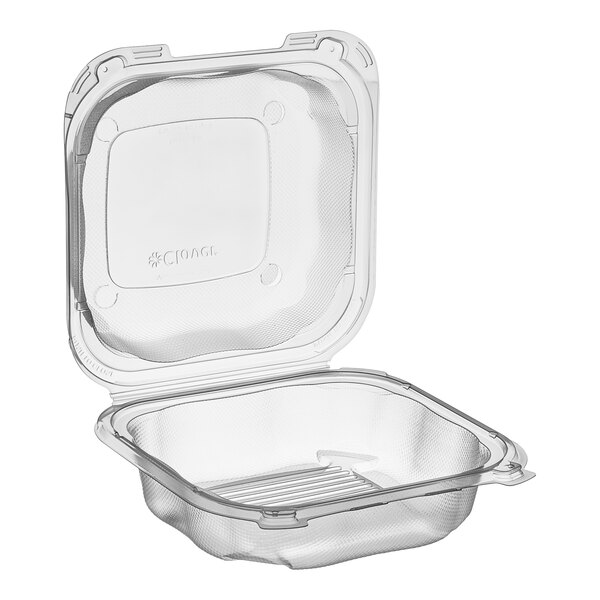 Genpak Clover 7 1/2" x 7 1/2" x 3" Microwavable 1-Compartment Clear ...