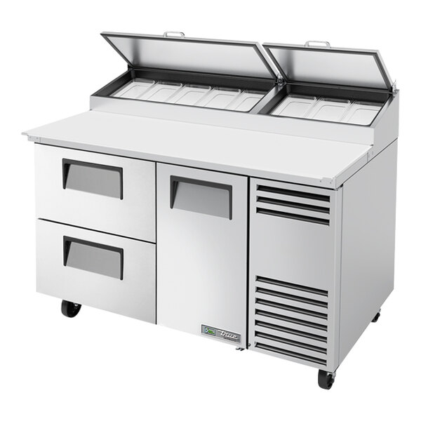 True TPP-AT-60D-2-HC 60 1/4" Refrigerated Pizza Prep Table with Two ...