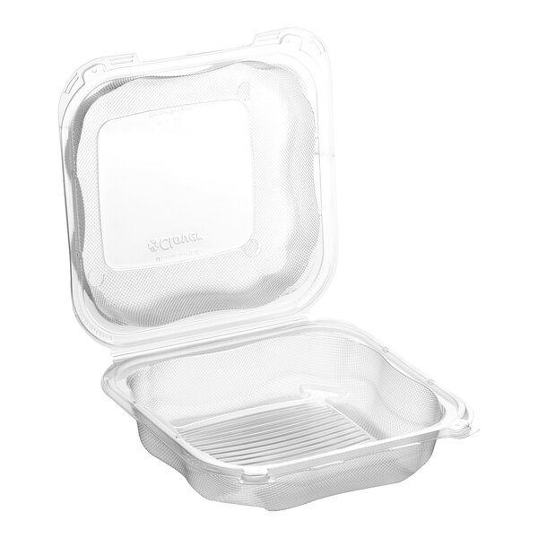 Genpak Clover 8" x 8" x 3" Microwavable 1-Compartment Clear Plastic ...