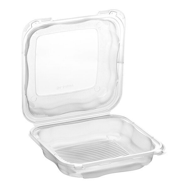 Genpak Clover 9" x 9" x 3" Microwavable 1-Compartment Clear Plastic ...