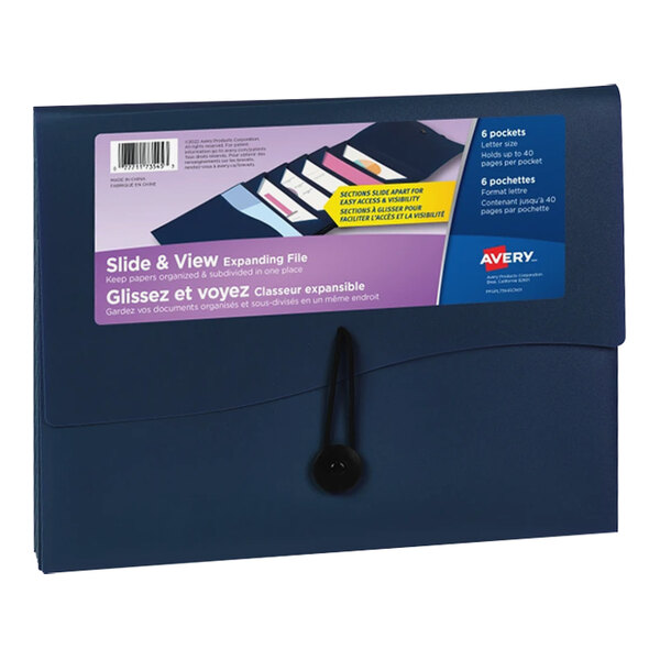 Avery® 11 11/16" x 9 3/16" Slide and View Navy Expanding File Folder ...