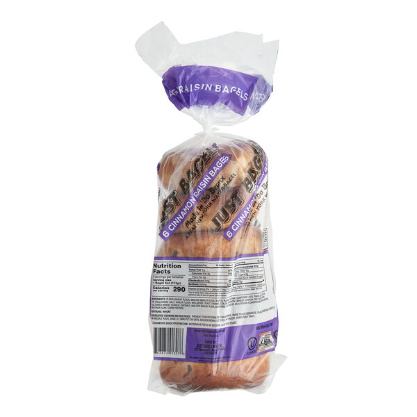 Just Bagels Authentic New York Cinnamon Raisin Bagel 4 oz. - 48/Case