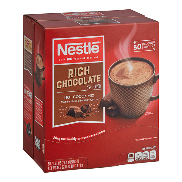 Nestle Rich Chocolate Hot Cocoa Mix Packet 50 Count - 6/Case