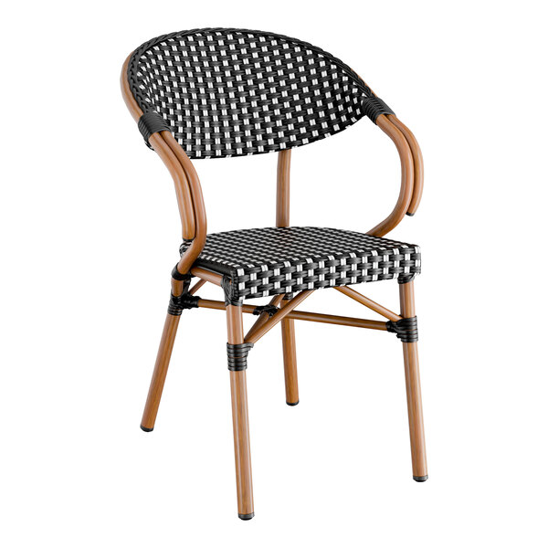 Lancaster Table & Seating Bistro Series Black and White Checkered Weave ...