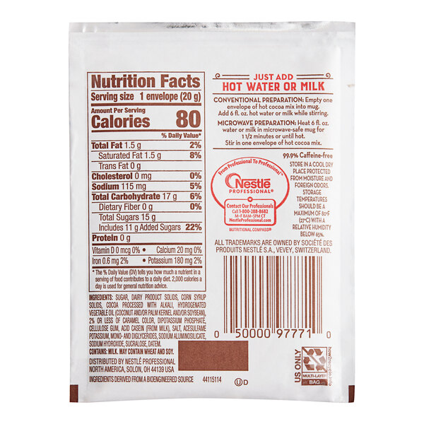 Nestle Milk Chocolate Hot Cocoa Mix Packet 60 Count - 6/Case