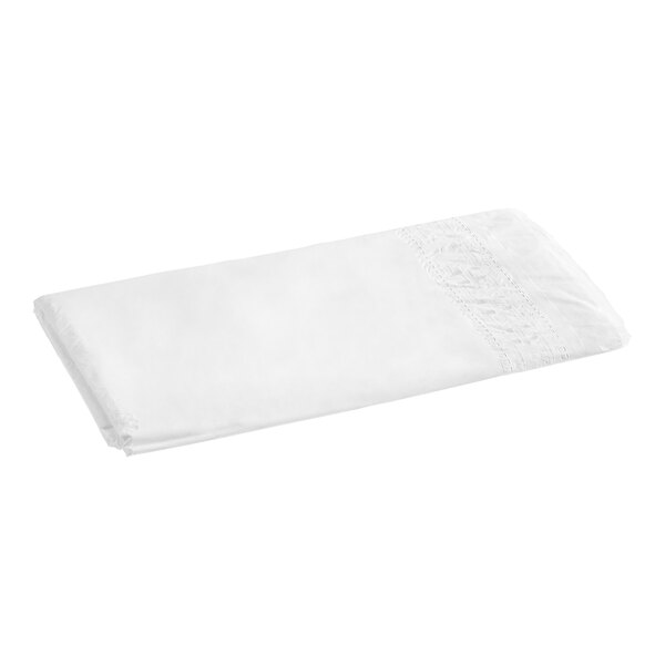 Table Mate 54" x 108" White Tissue / Poly Table Cover - 24/Case