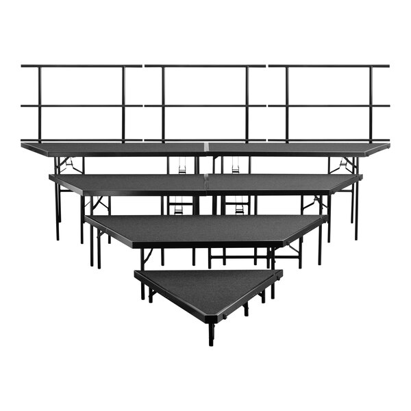 National Public Seating 147" x 177" 4-Level Black Carpet Seated Riser ...
