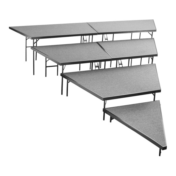National Public Seating 147" x 177" 4-Level Grey Carpet Seated Riser ...