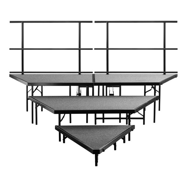 National Public Seating 111" x 133" 3-Level Gray Carpet Seated Riser ...