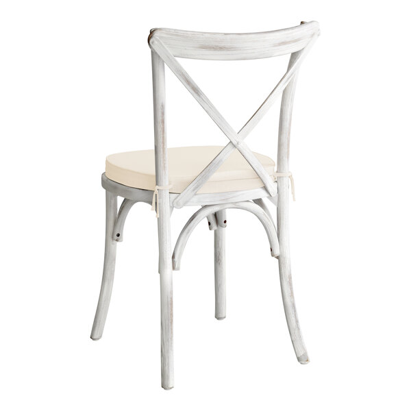 LT&S VINEYARD RUSTIC WHITE OD CB CHAIR W/ 2" IVORY LINEN CUSHION